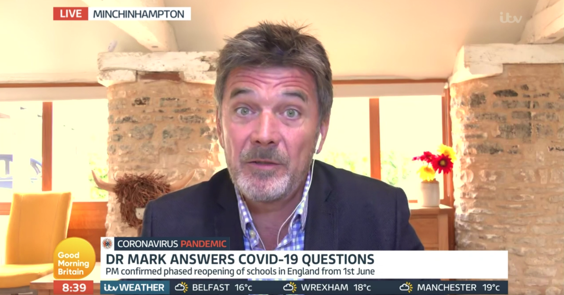 Dr Mark Porter steps in for Dr Hilary Jones on Good Morning Britain