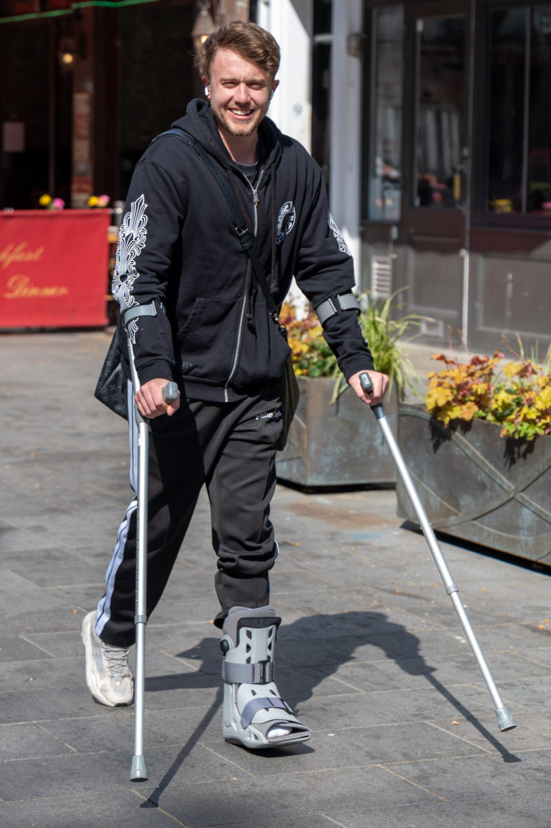 Roman Kemp shows off the painful moment he suffered ankle injury