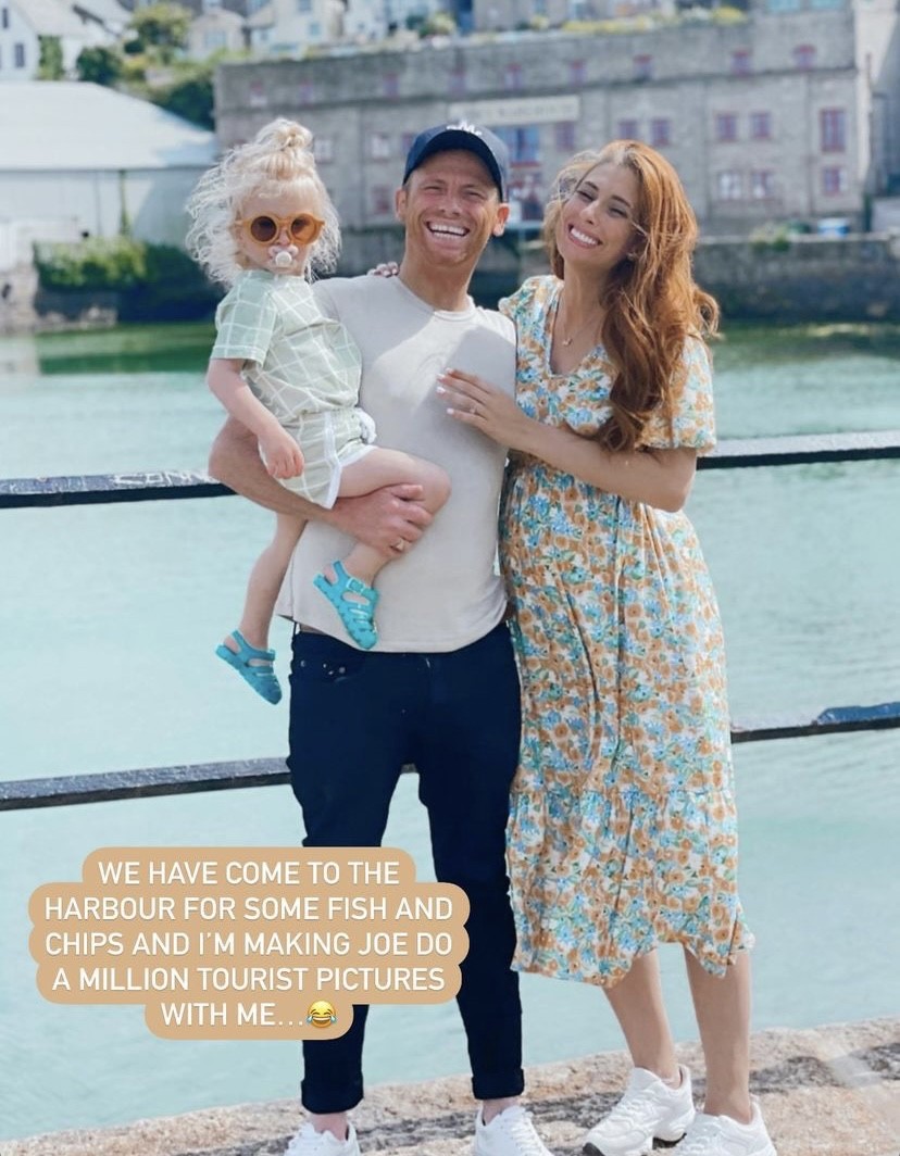 Stacey Solomon shows off baby bump in swimsuit during family trip