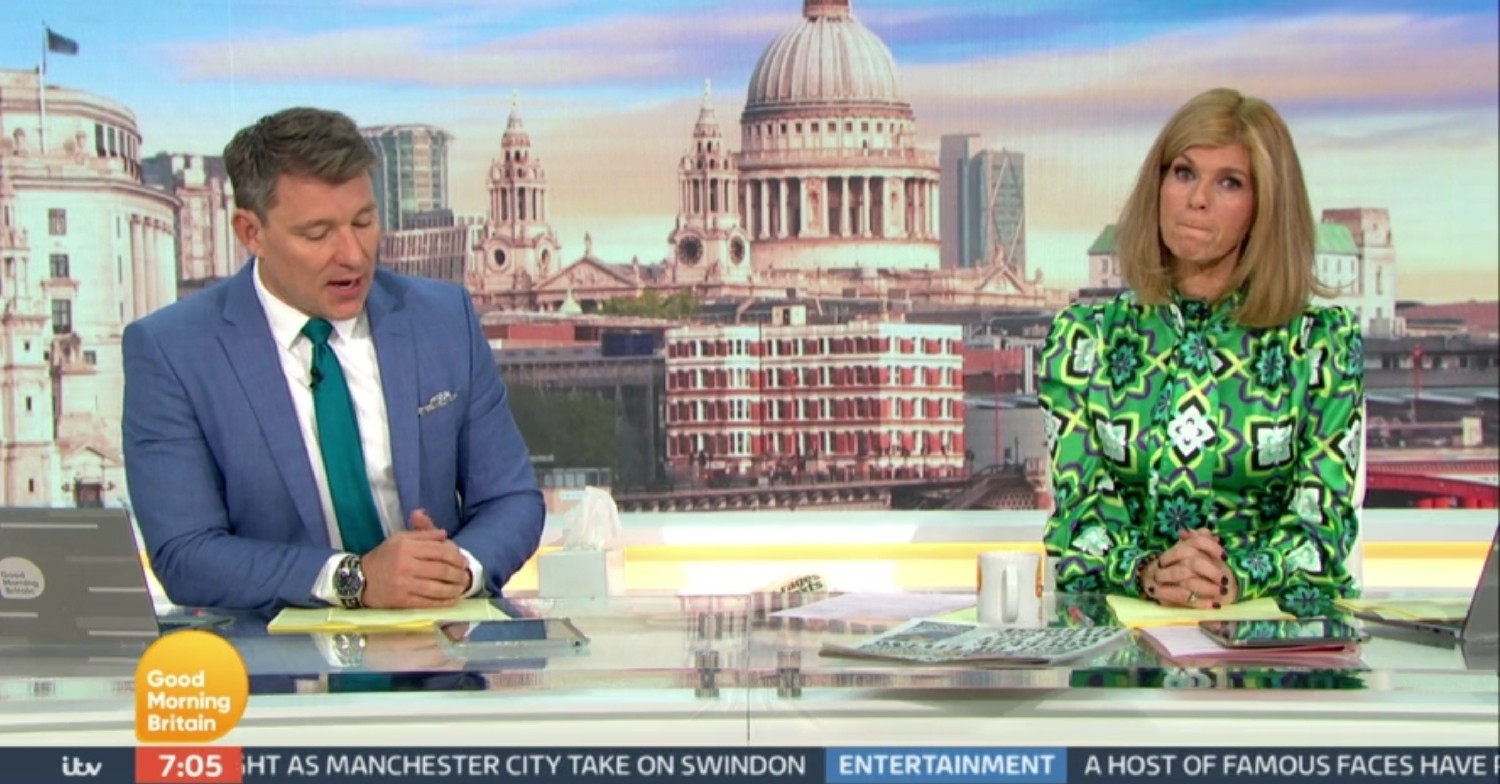 GMB: Kate Garraway distracts viewers with bold dress today