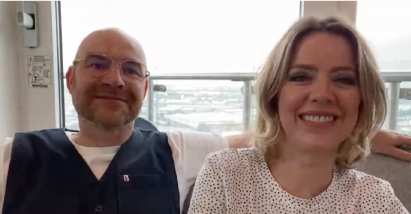 Alan Halsall takes Mickey out of Sally Carman's new husband Joe Duttine