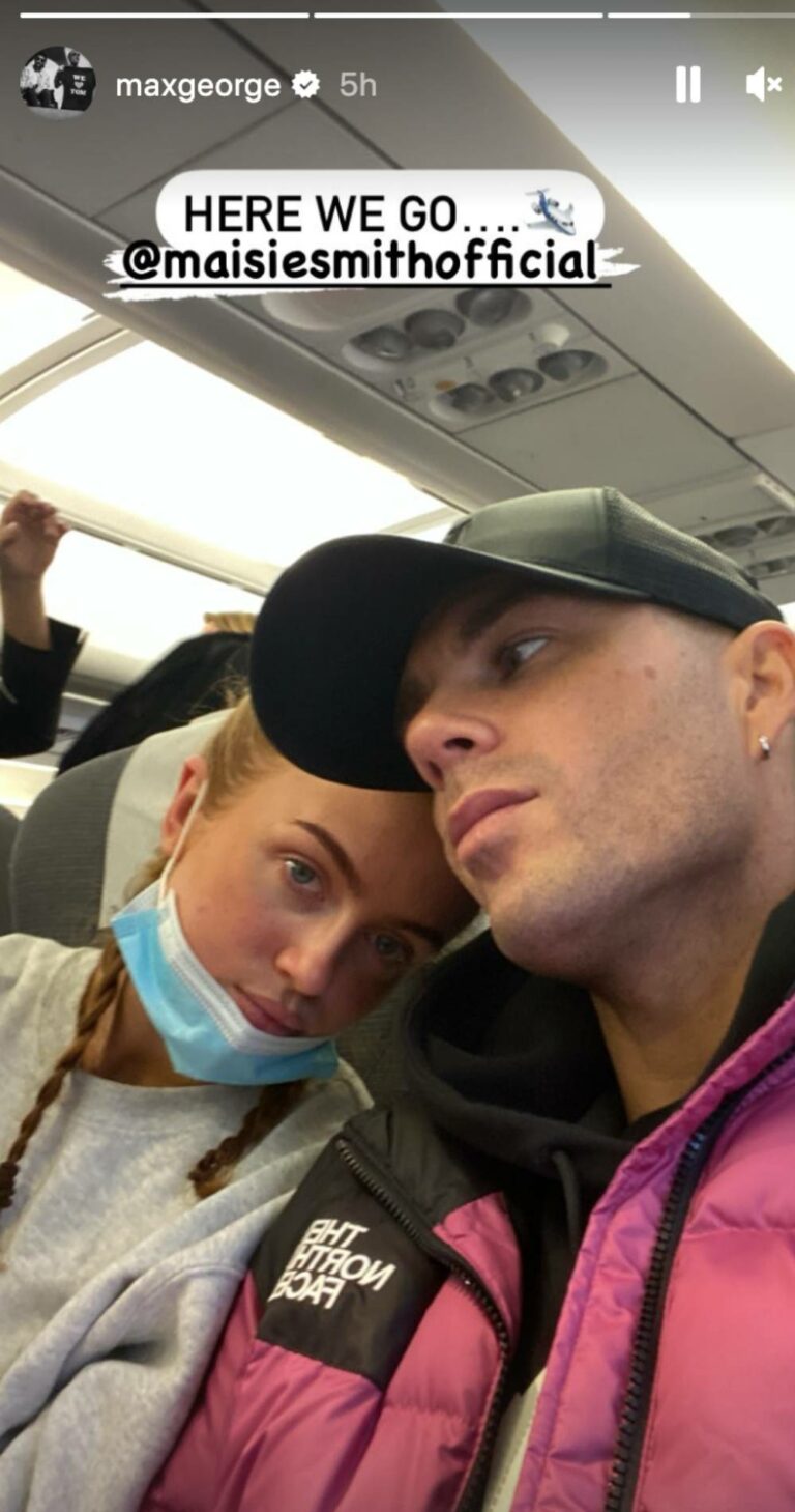 Maisie Smith supported by Max George as she makes hospital visit