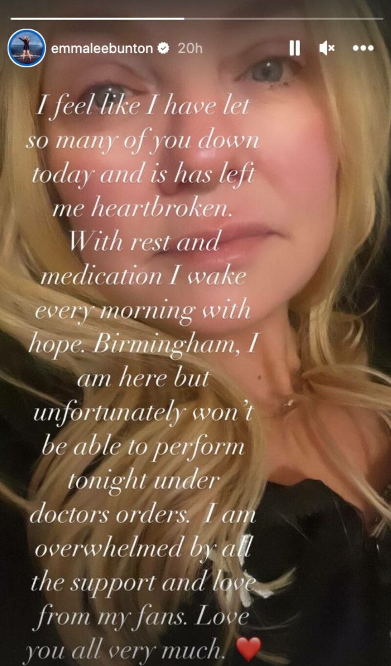 Emma Bunton tour: Star 'can't stop crying' over medical condition