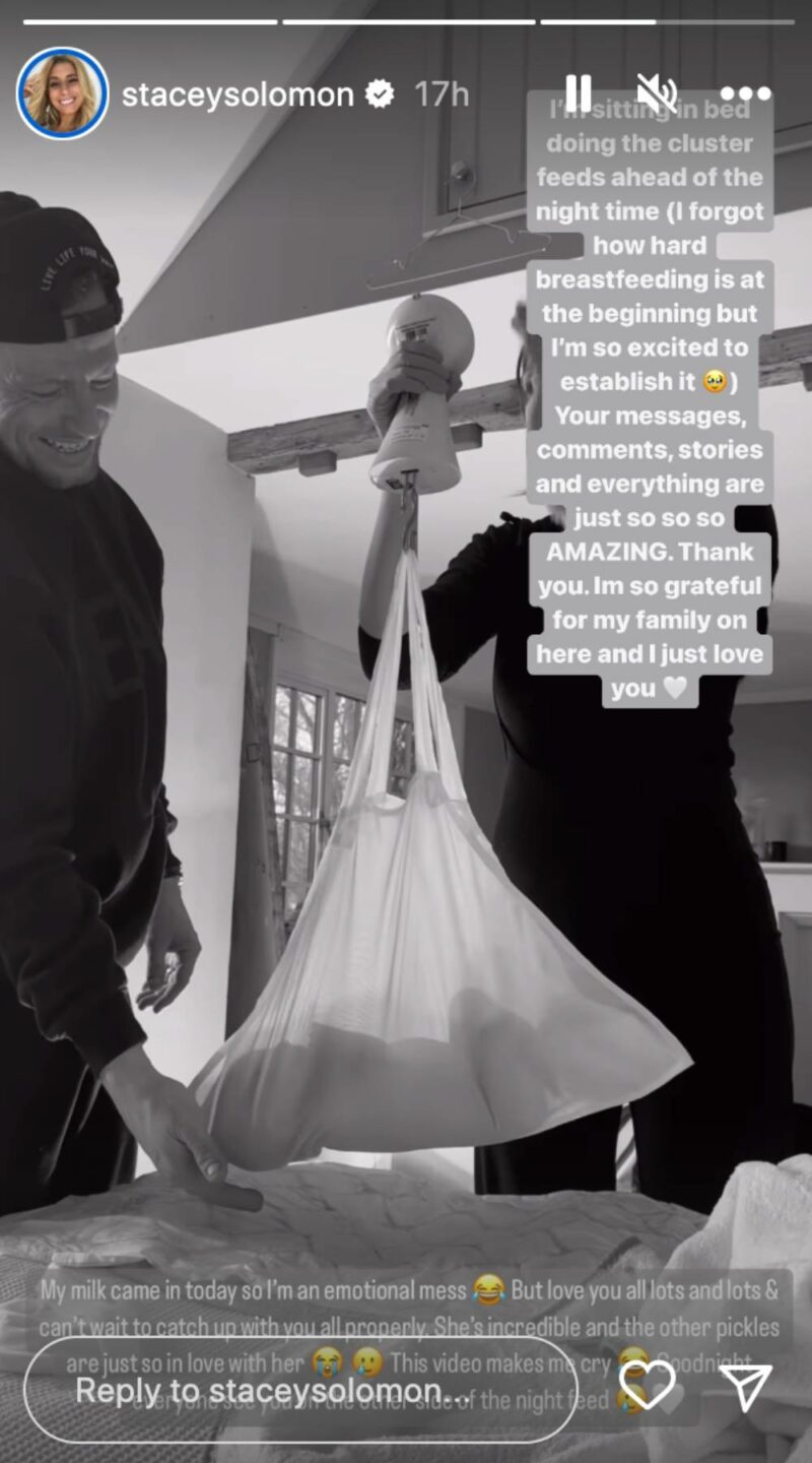 Stacey Solomon emotional after fifth baby's birth