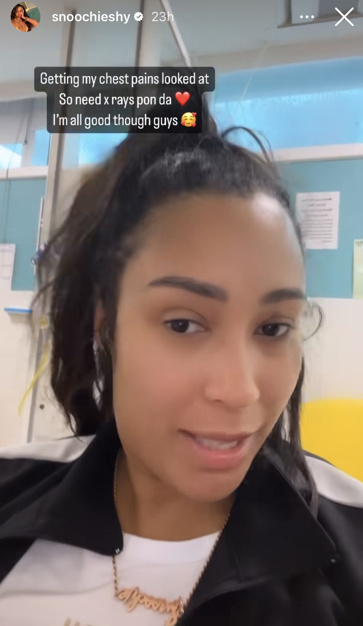 Snoochie Shy shares video from hospital after chest pains