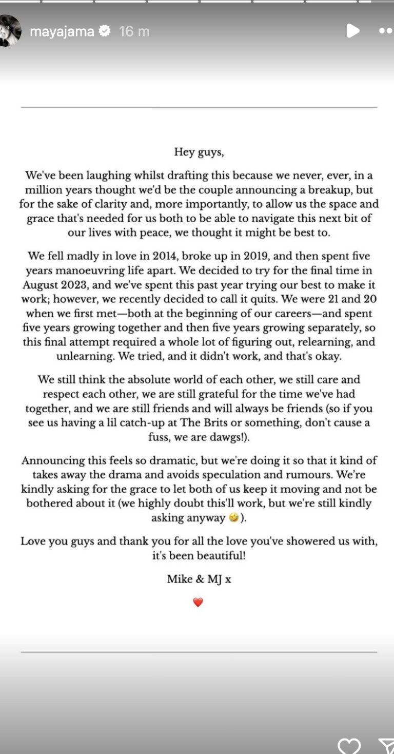 Maya Jama announces split from Stormzy: 'It didn't work'