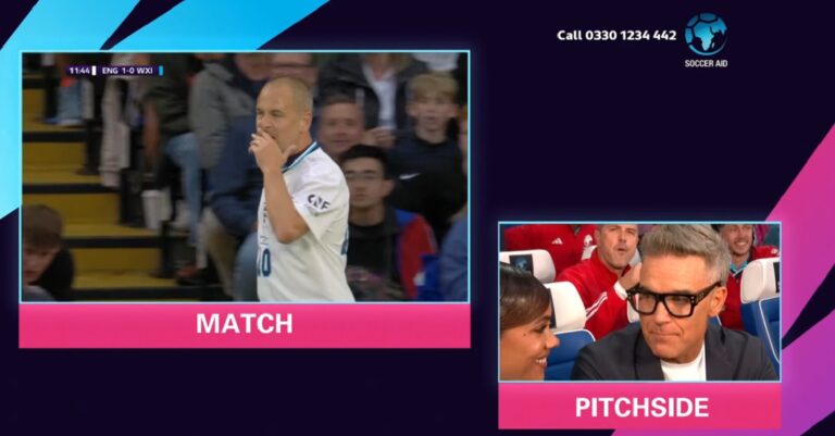 Soccer Aid 2024 fans distracted by Robbie Williams
